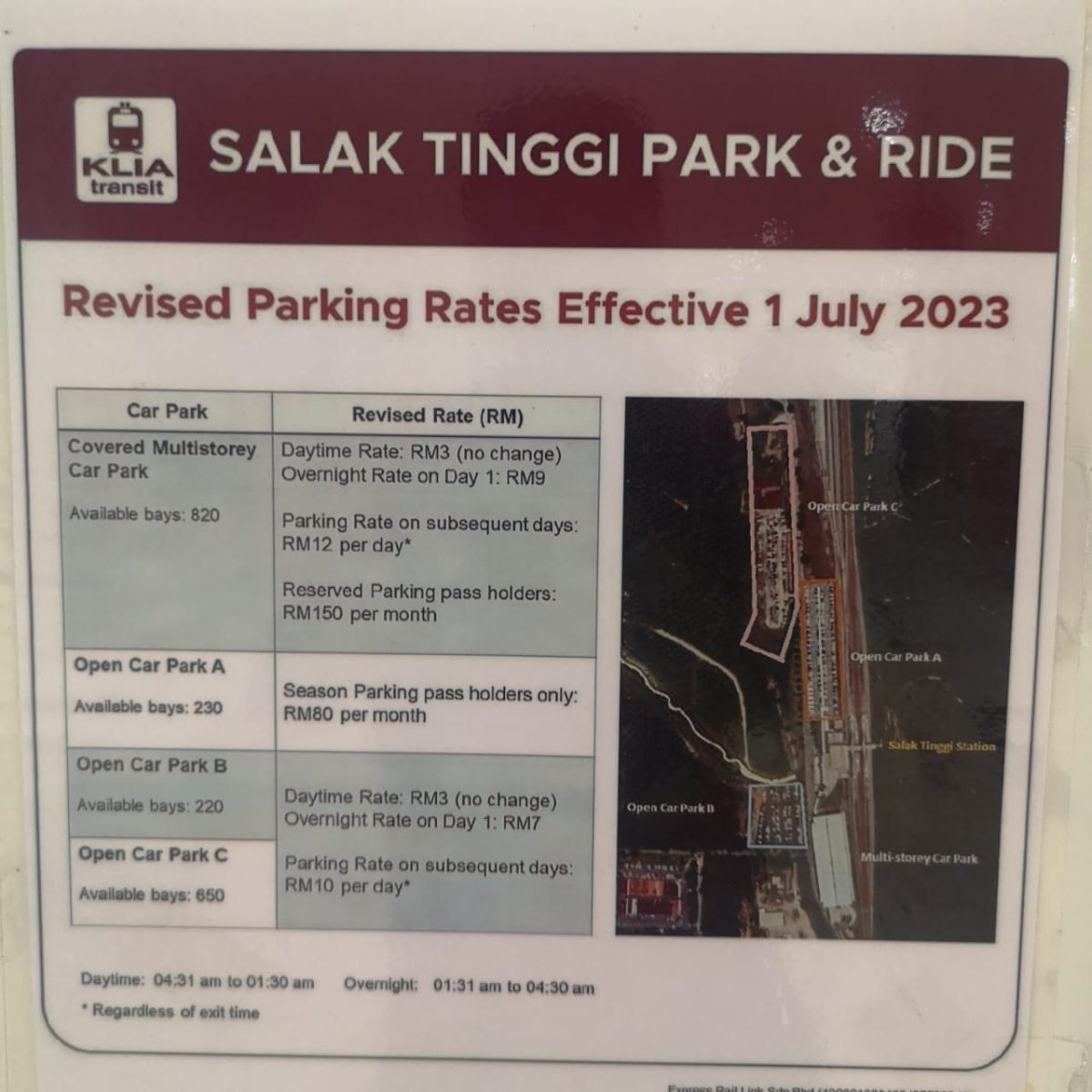 Kadar Parking ERL Salak Tinggi - Park N Ride - Blog Pakej.MY
